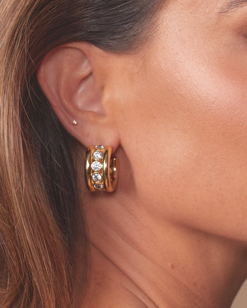 Winter Sale Large Bezel Set Hoops crystalsandco