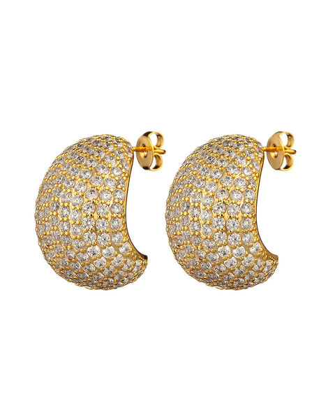 Pave Bubble Dome Earrings Gold crystalsandco